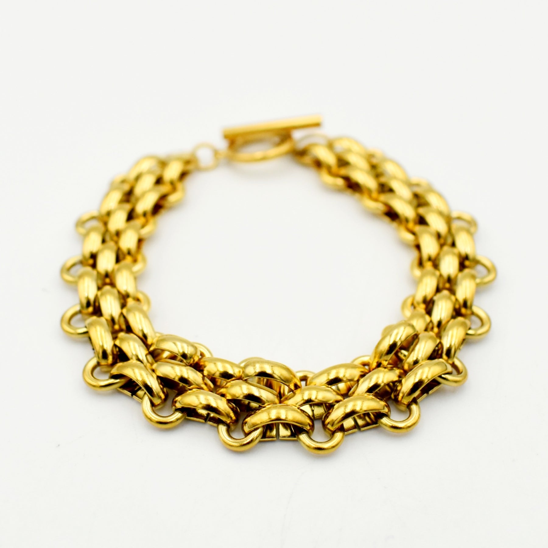 Gold Toned Chunky Toggle Chain Bracelet – Elli Jewellery