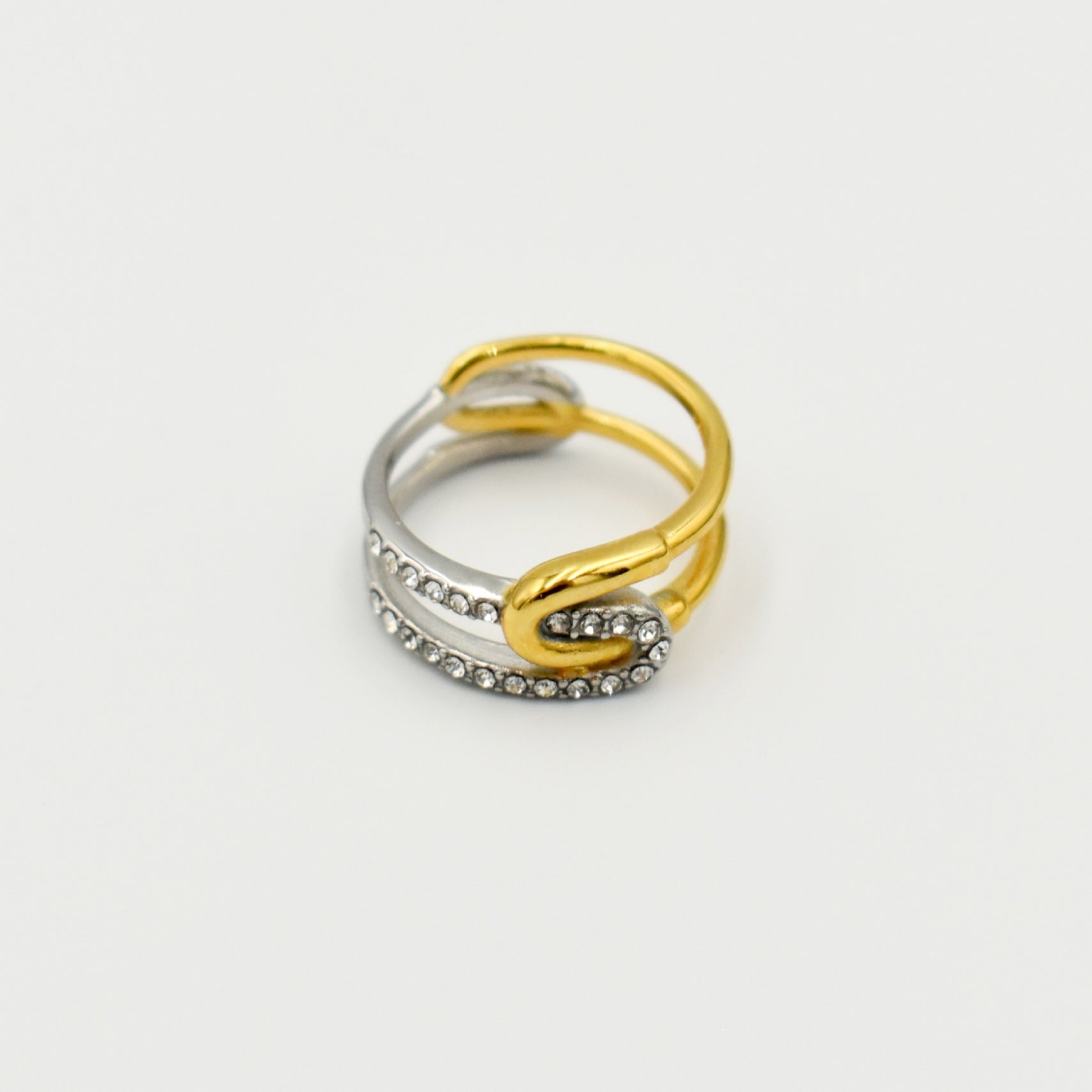 Gold Toned Two-Toned Diamante Ring – Elli Jewellery